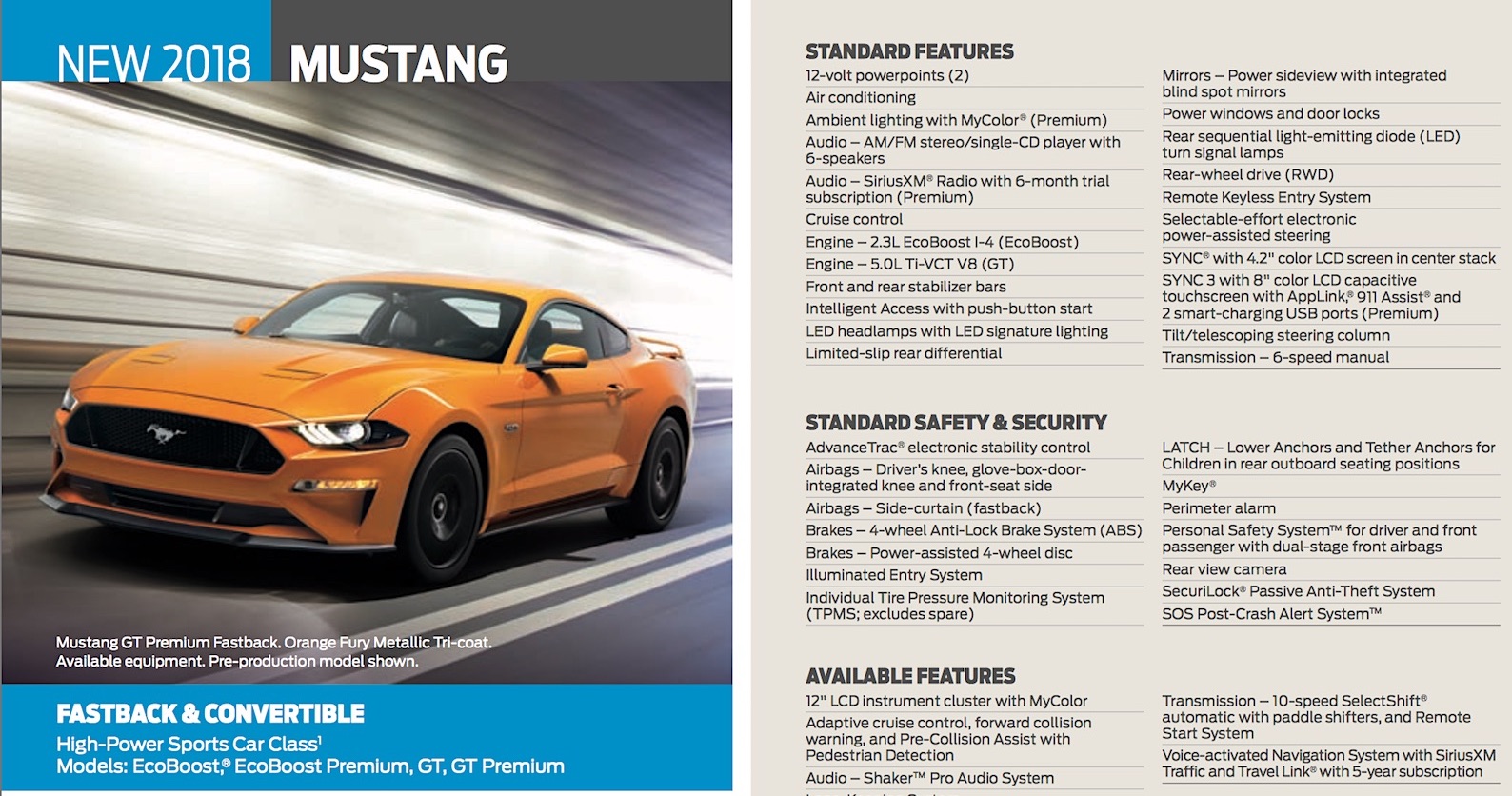 2018 mustang brochure – 2015+ Mustang Forum News Blog (S550 GT, GT350 ...