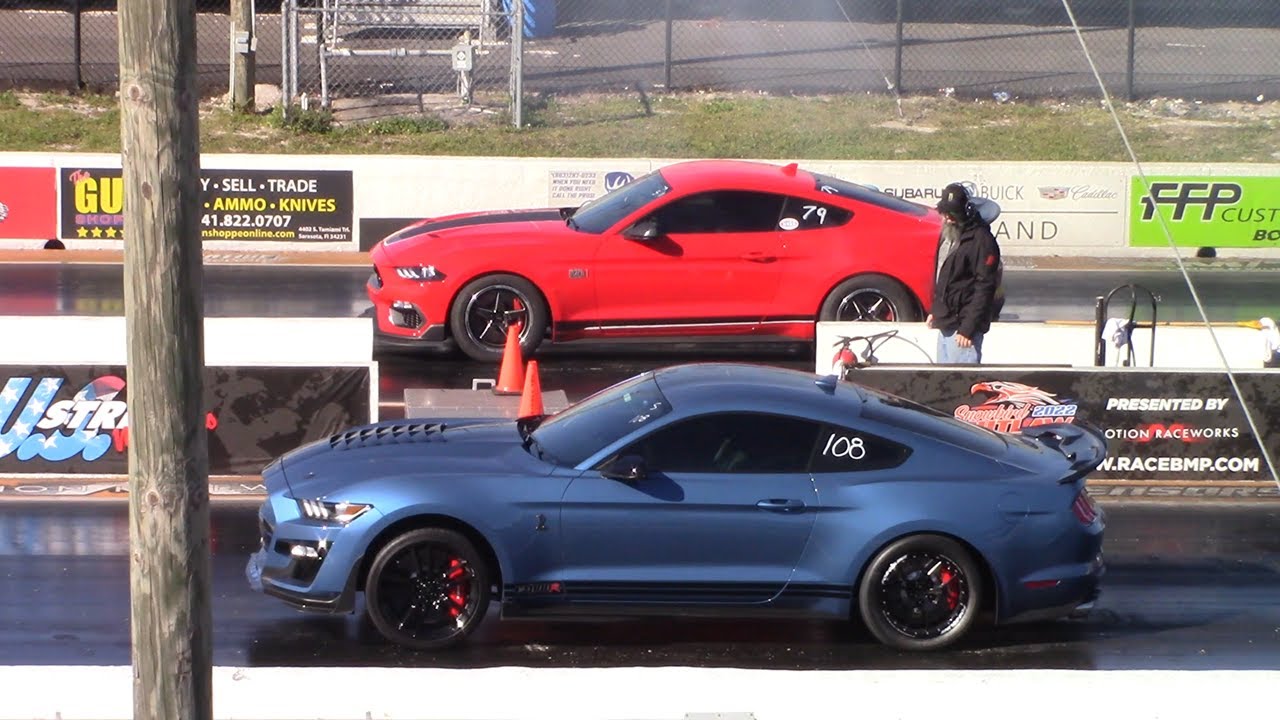 Whipple Supercharged Mach 1 vs. Shelby GT500 in 1/4 drag race | 2015+ S550 Mustang Forum (GT ...